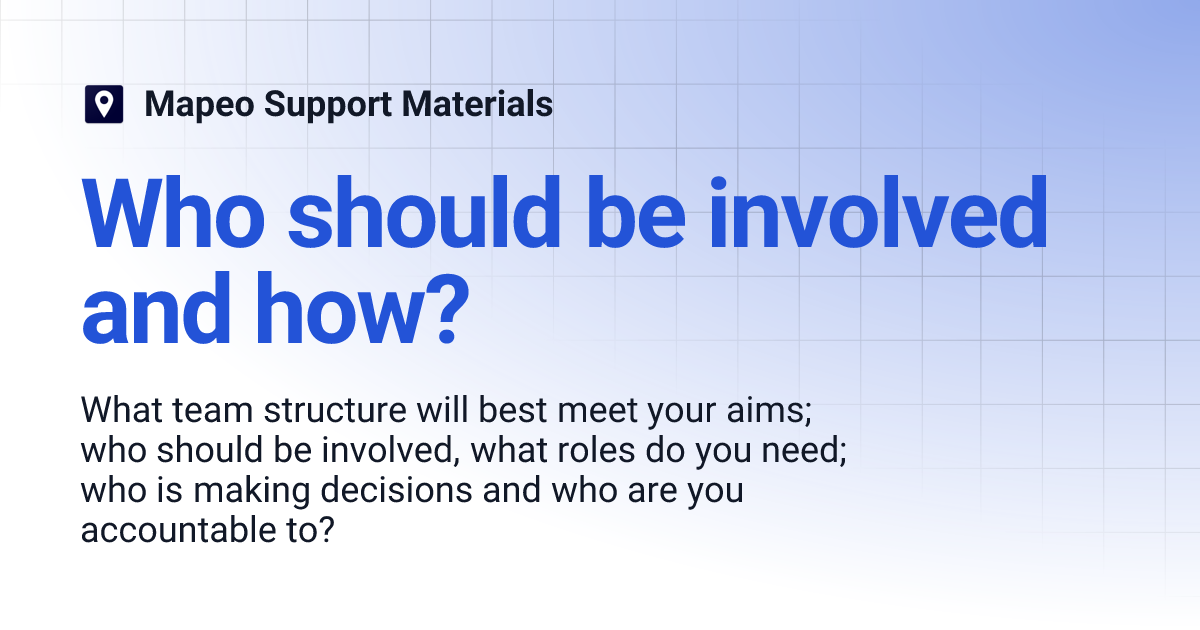Who should be involved and how? | Mapeo Support Materials